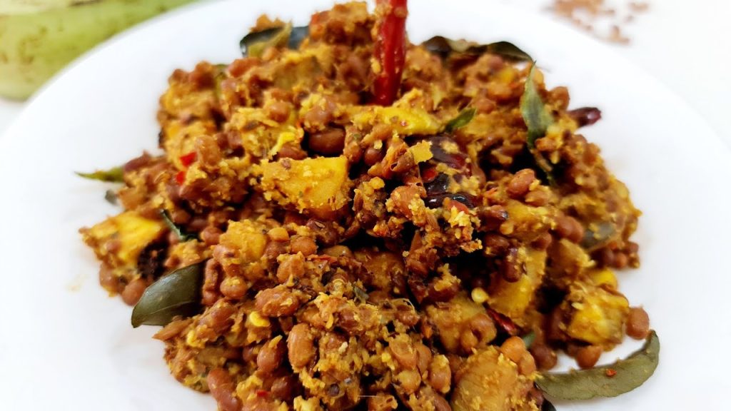 Kaa Payar Thoran (Plantain, Red peas) - Kerala Kitchen
